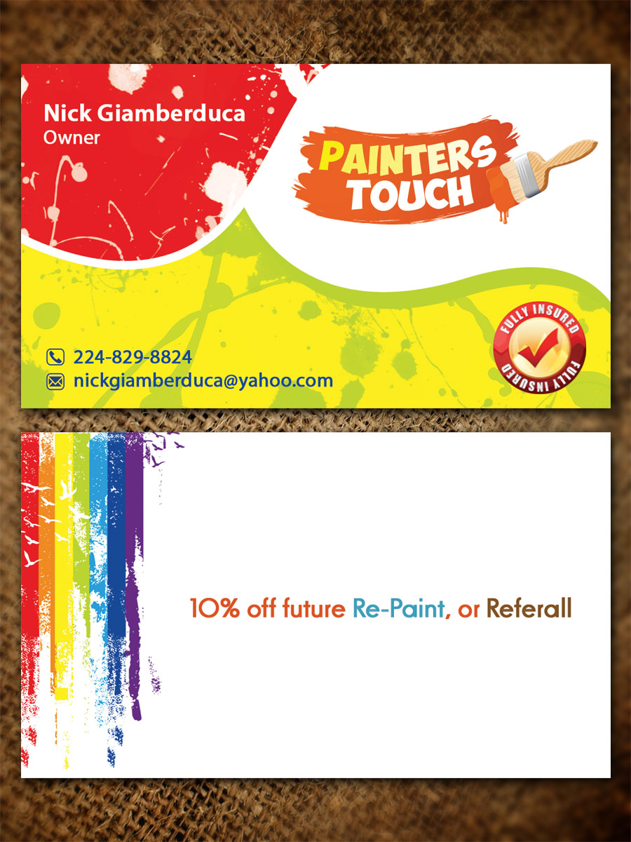 Professional, Bold, Business Business Card Design for Painters Touch by ...