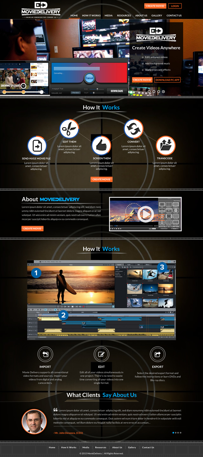 Bold, Serious, Movie Web Design for a Company by Sbss | Design #5845632