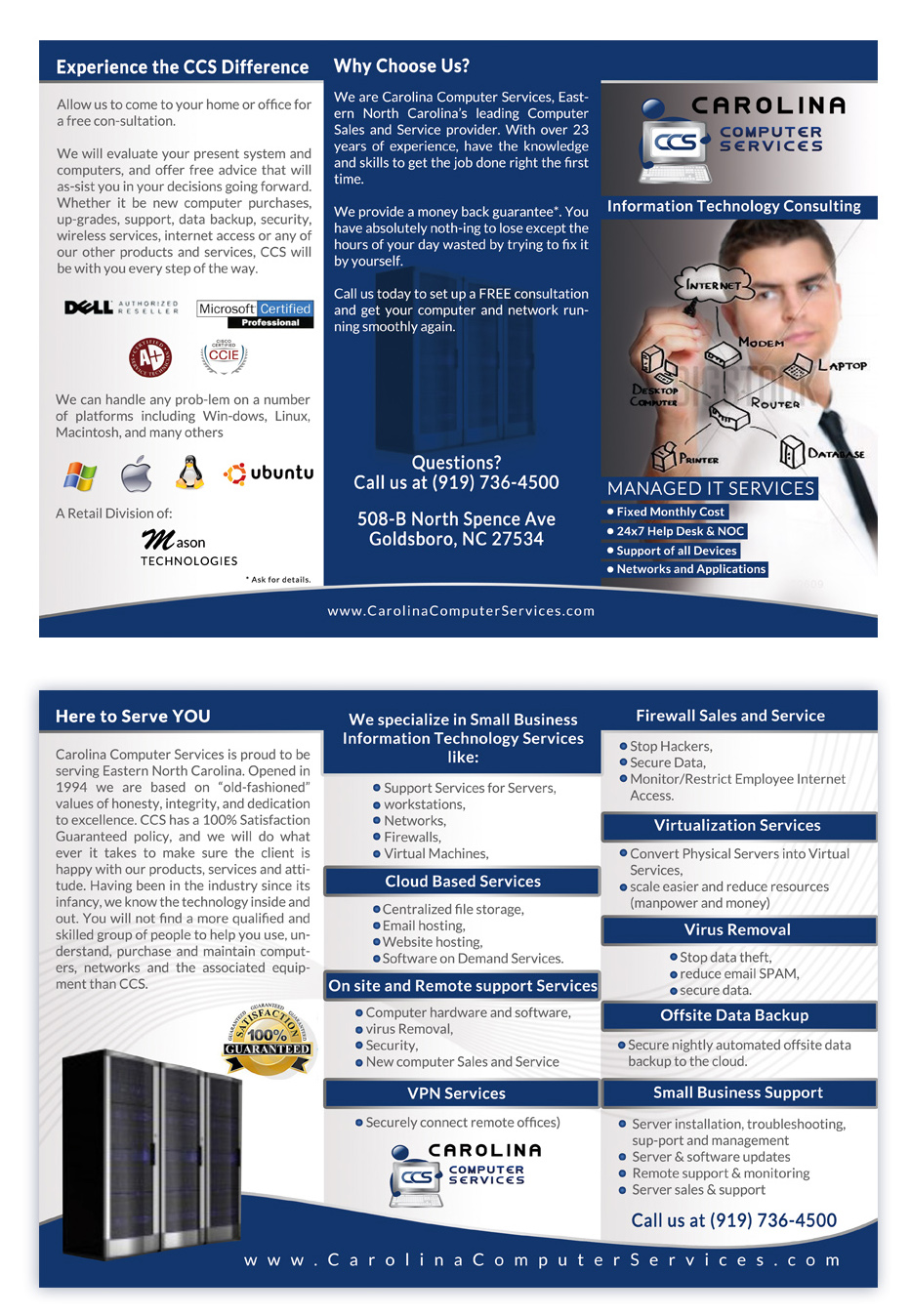 Serious, Modern, Computer Flyer Design for Carolina Computer Services ...