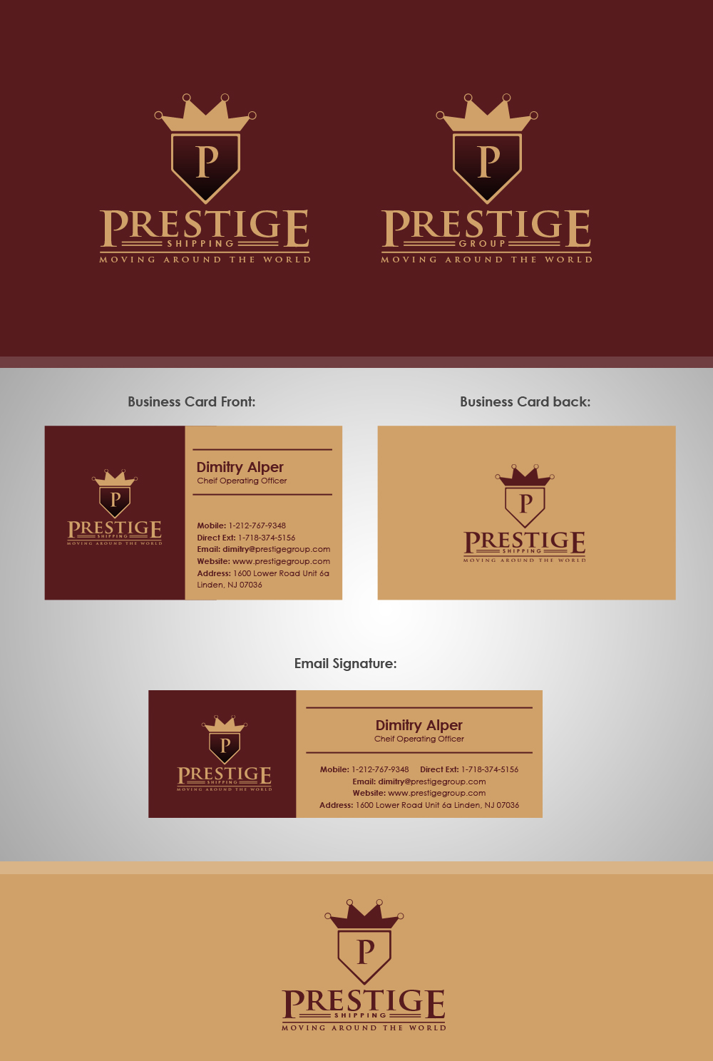 Feminine, Upmarket, Shipping Business Card Design for Prestige Shipping ...