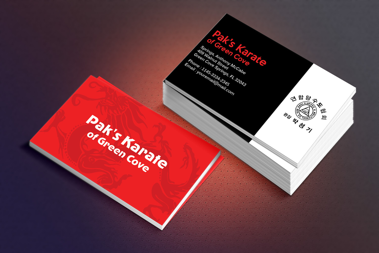 Business Business Card Design for Pak''s Karate of Green Cove Springs ...