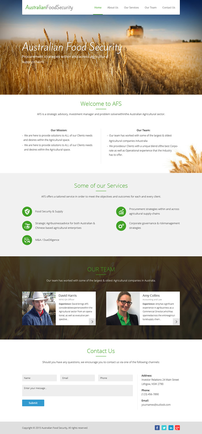 Bold, Serious, Agriculture Web Design for Australian Food Security by ...