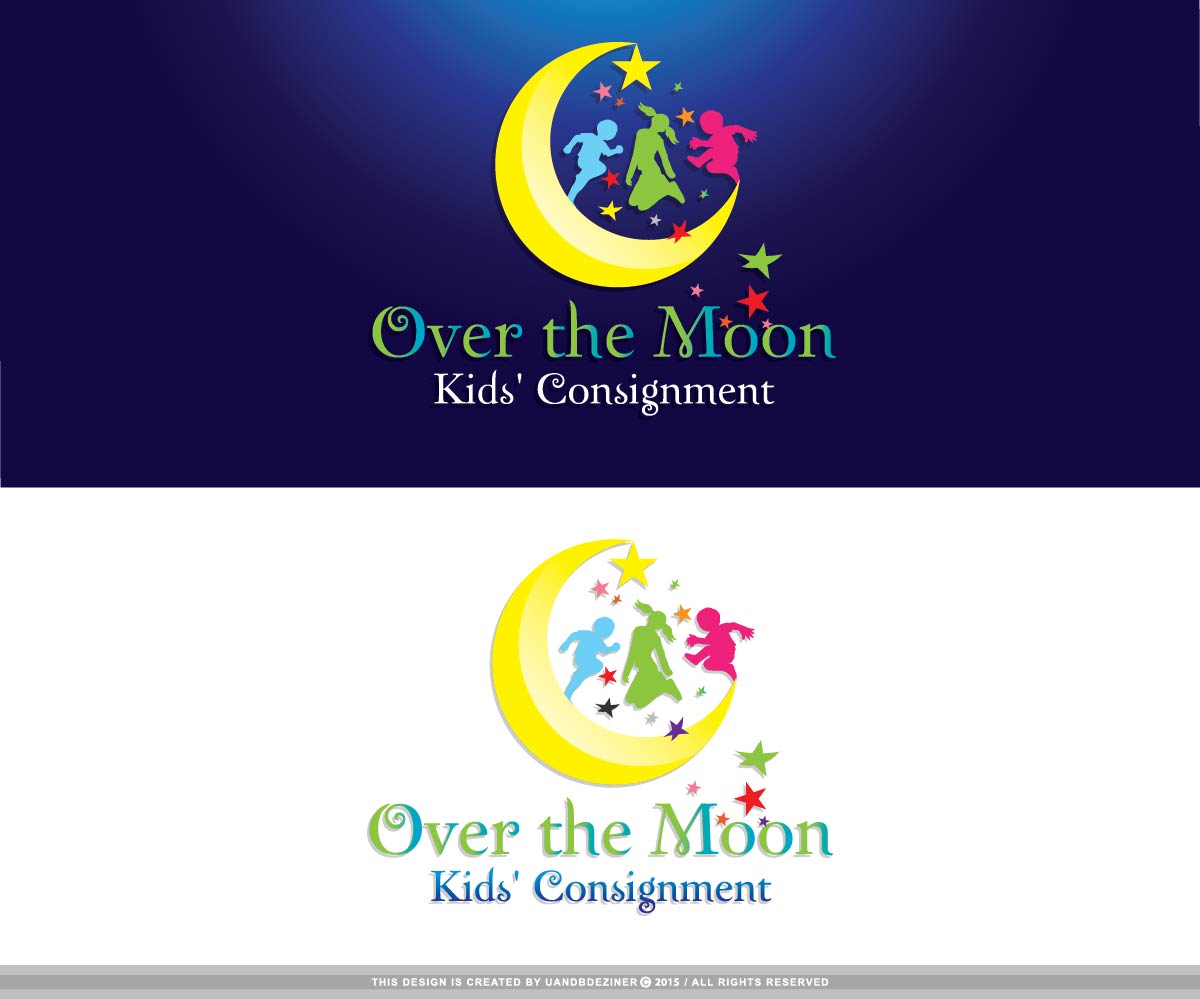Playful, Bold, Business Logo Design for Over the Moon Kids' Consignment ...