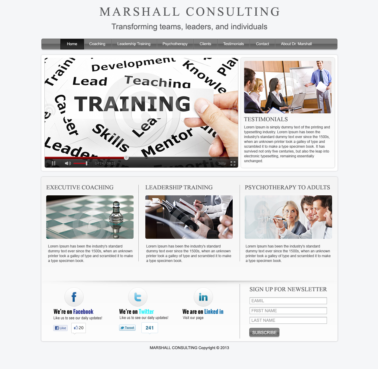 Upmarket, Elegant, Leadership Web Design for Marshall Consulting Pte ...