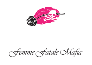Femme Fatale Mafia logo with lips, skull and rose; name in vivaldi ...