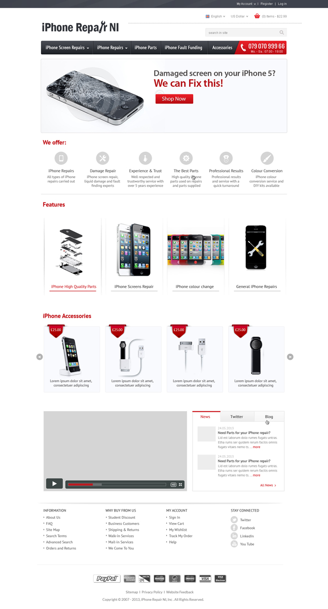 Modern, Professional, Phone Repair Web Design for a Company by Violeta ...
