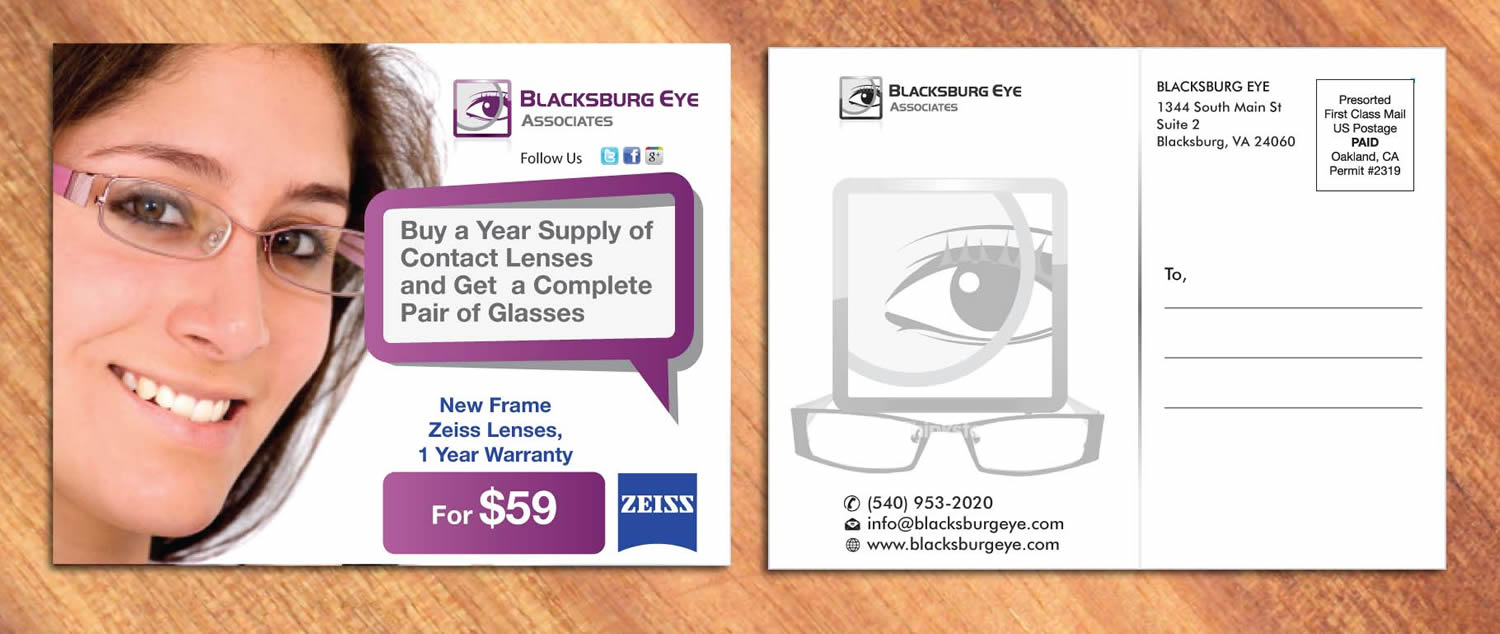Serious, Modern, Promo Card Design for Blacksburg Eye Associates by ...