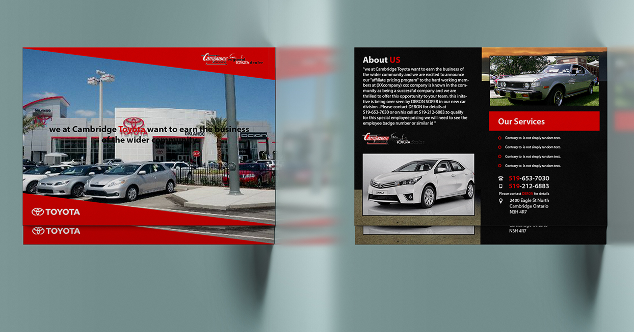 Modern, Professional, Automotive Flyer Design for CAMBRIDGE TOYOTA by ...