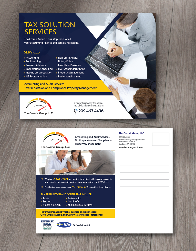 Elegant, Playful, Accounting Postcard Design for a Company by alex989 ...