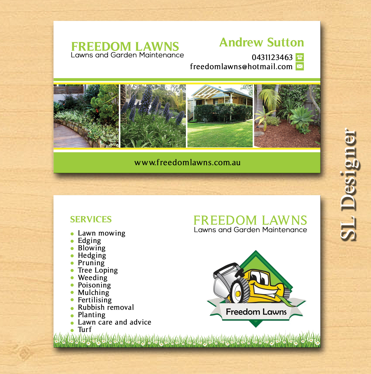 Modern Masculine Lawn Care Business Card Design For Freedom Lawns By