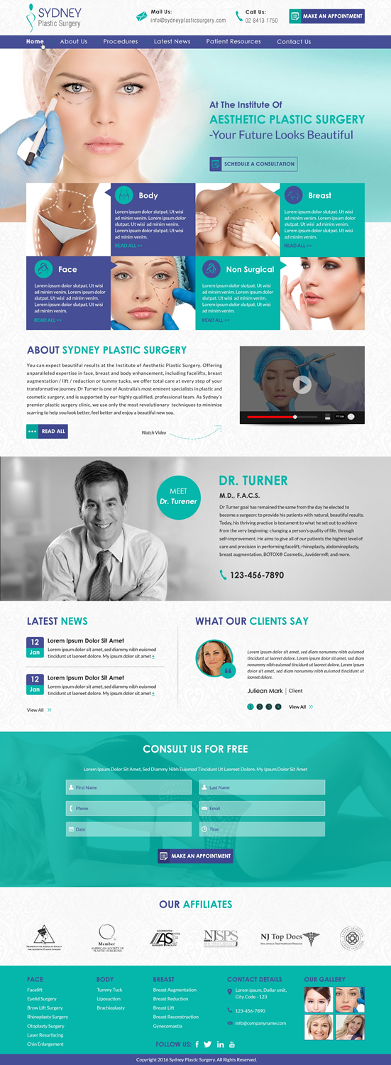 Modern, Professional, Plastic Surgery Web Design for Dr Turner by Sbss ...