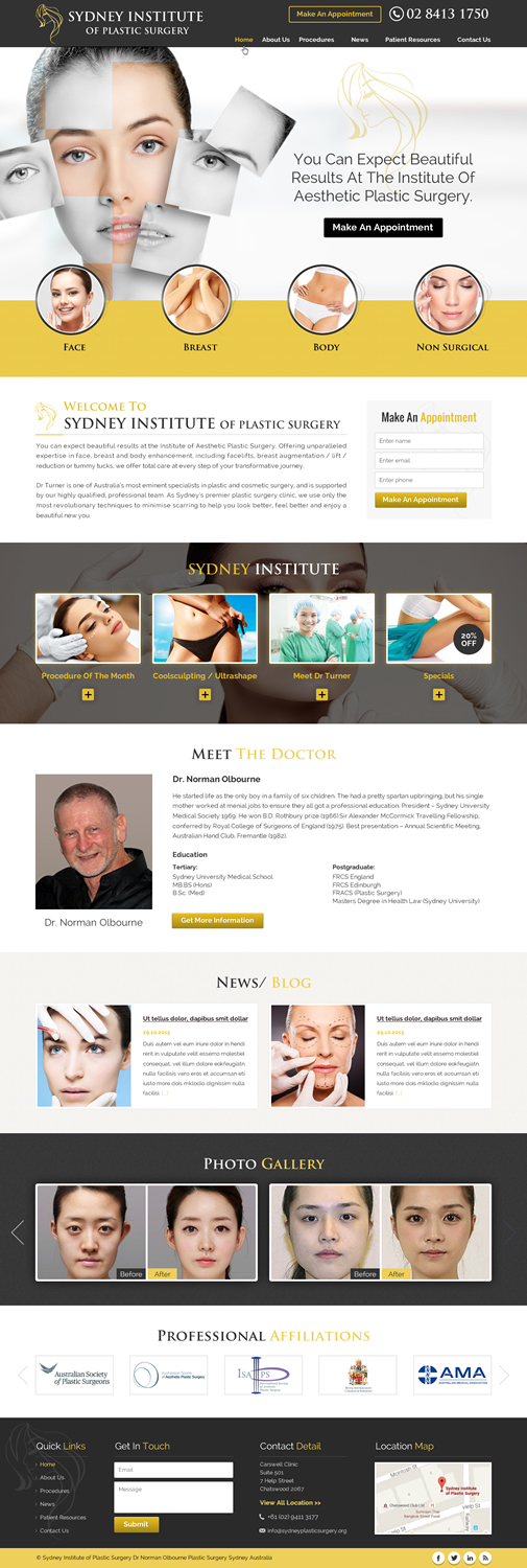 Modern, Professional, Plastic Surgery Web Design for Dr Turner by Sbss ...