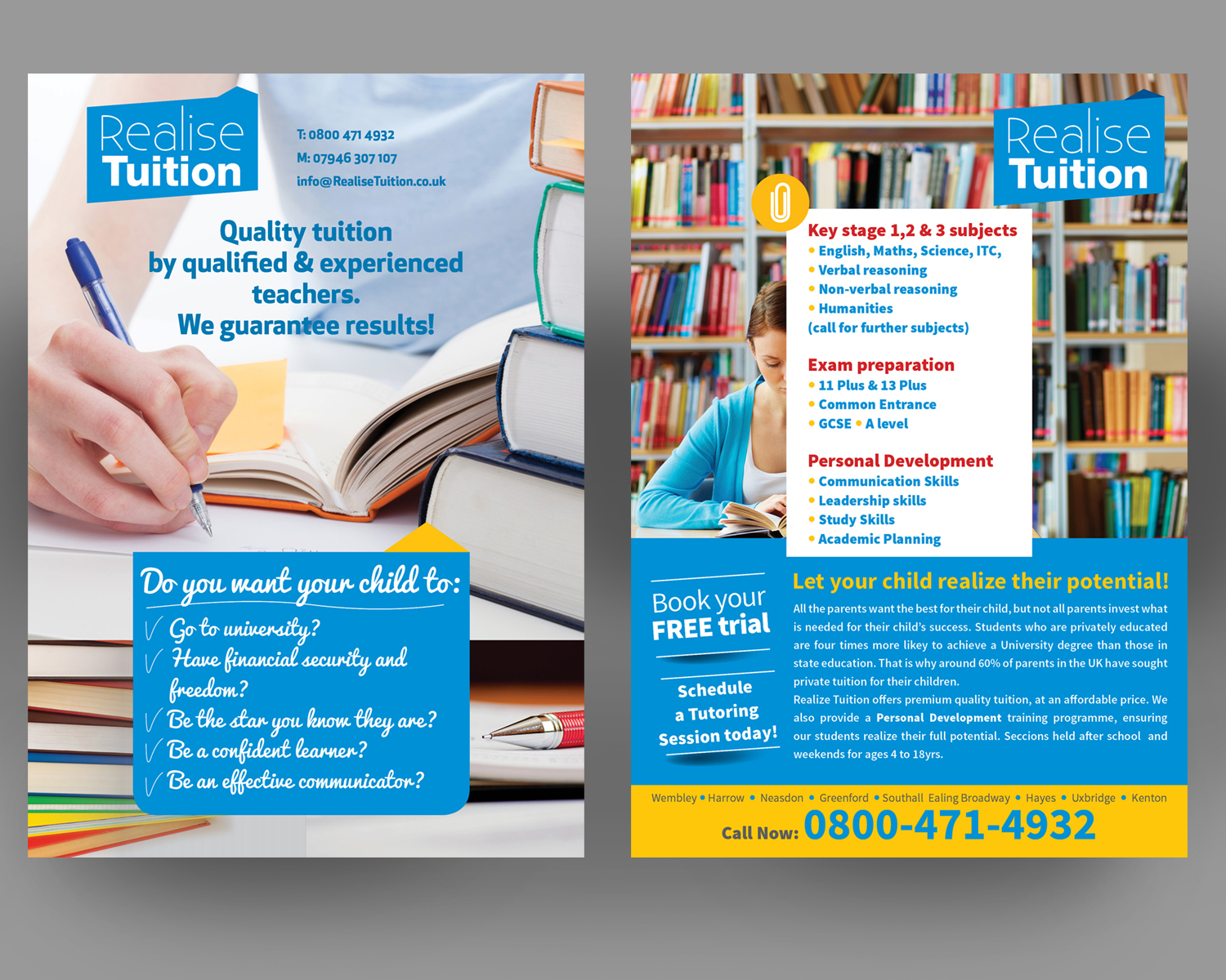 Upmarket, Playful, Education Flyer Design for Realise Tuition by INGA ...