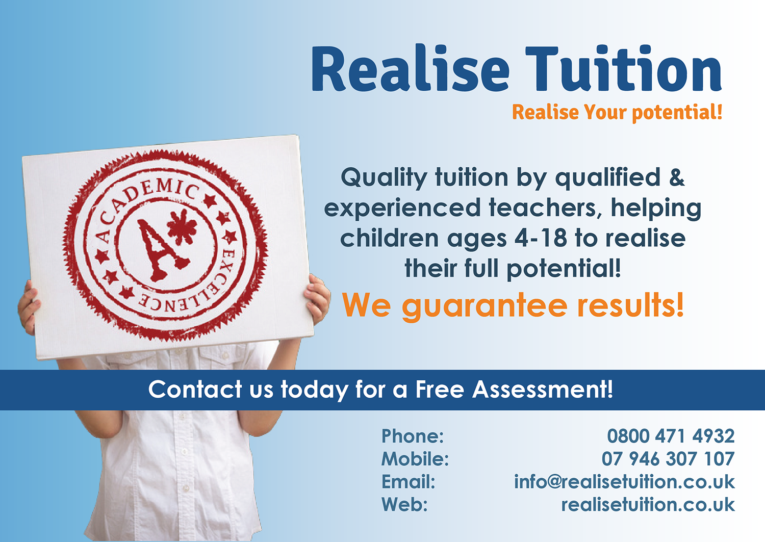 Upmarket, Playful, Education Flyer Design for Realise Tuition by SHIFT ...