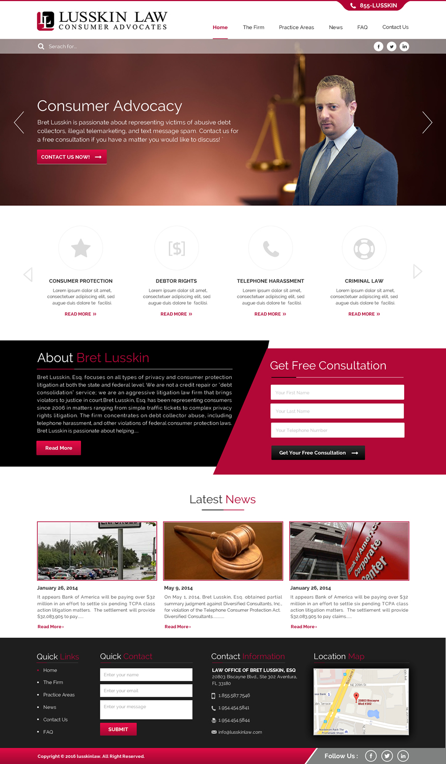 Modern, Masculine, Law Firm Web Design for Bret Lusskin PA by Sbss ...