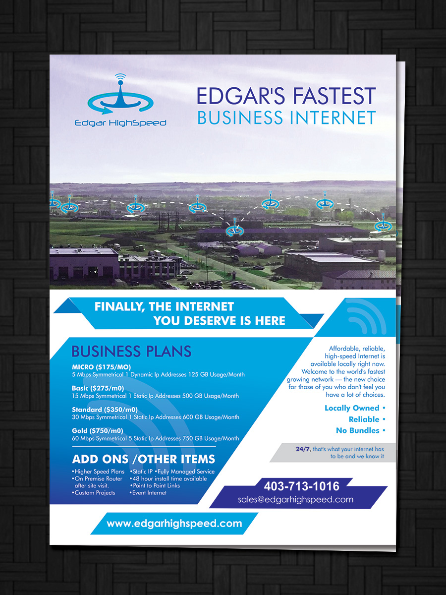 Modern, Serious, Telecommunications Flyer Design for Edgar HighSpeed ...