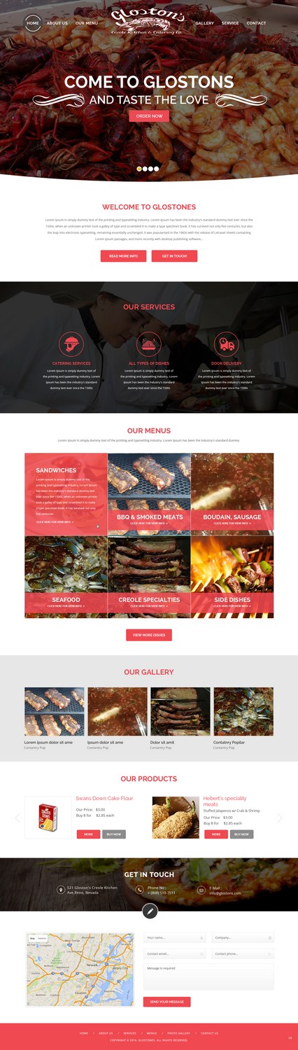 Bold, Serious, Seafood Restaurant Web Design for Gloston's Creole ...