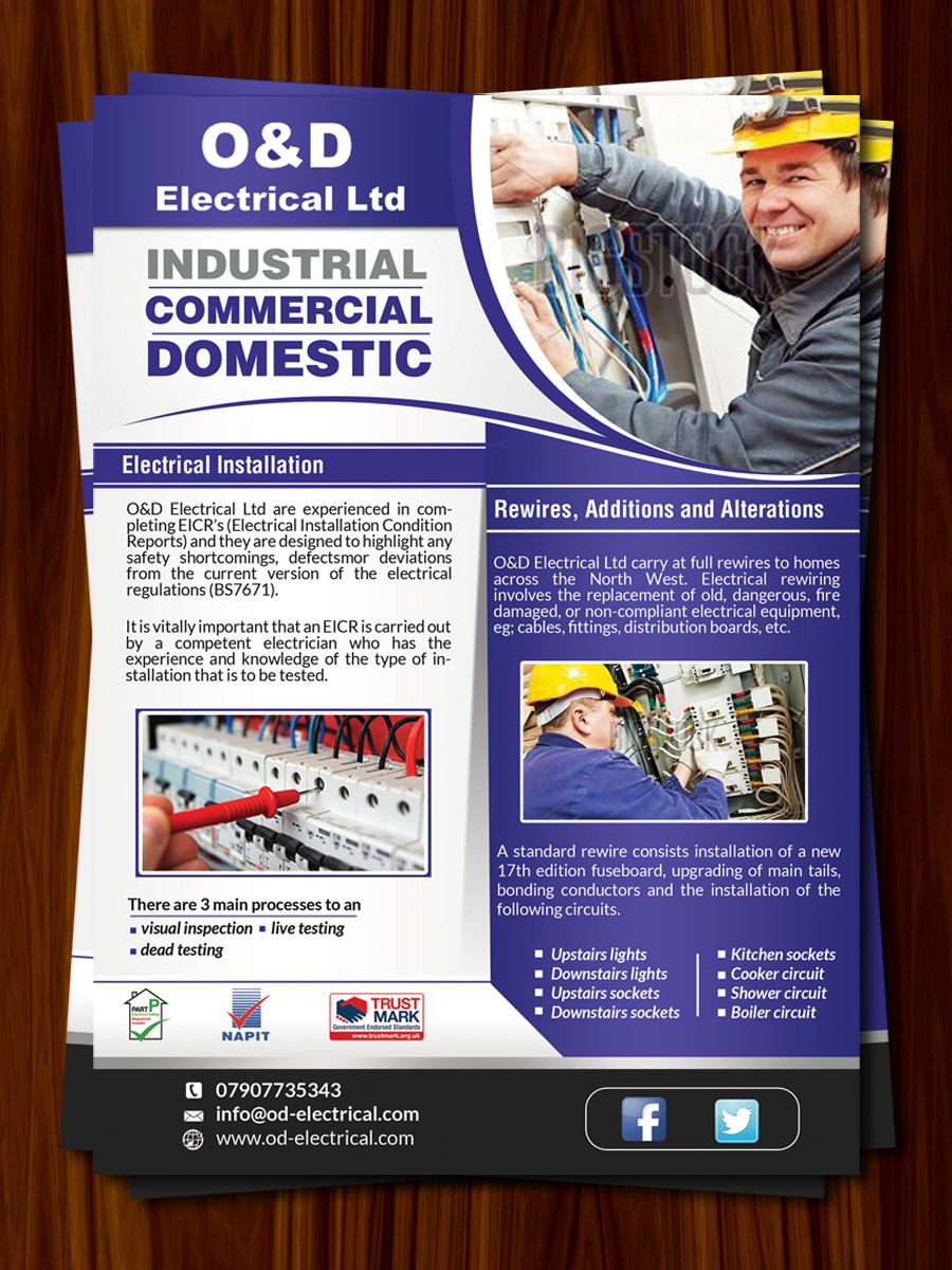 Elegant, Spielerisch, Electrical Flyer-Design für O&D Electrical LTD ...