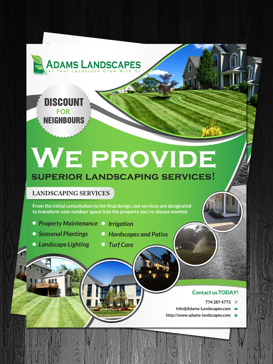 Professional Bold Landscaping Flyer Design For Adams Landscapes LLC 