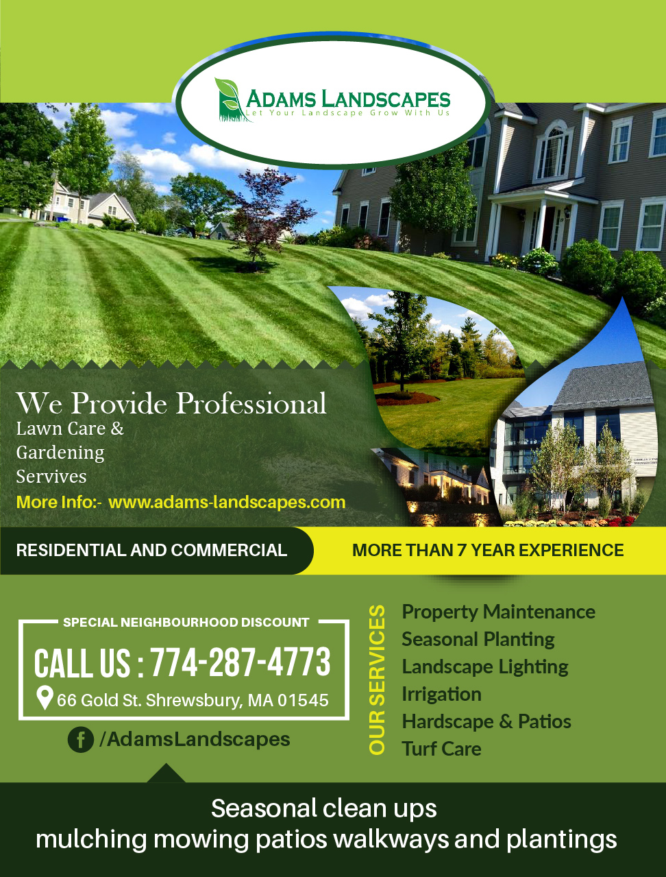 Professional, Bold, Landscaping Flyer Design for Adams Landscapes, LLC ...