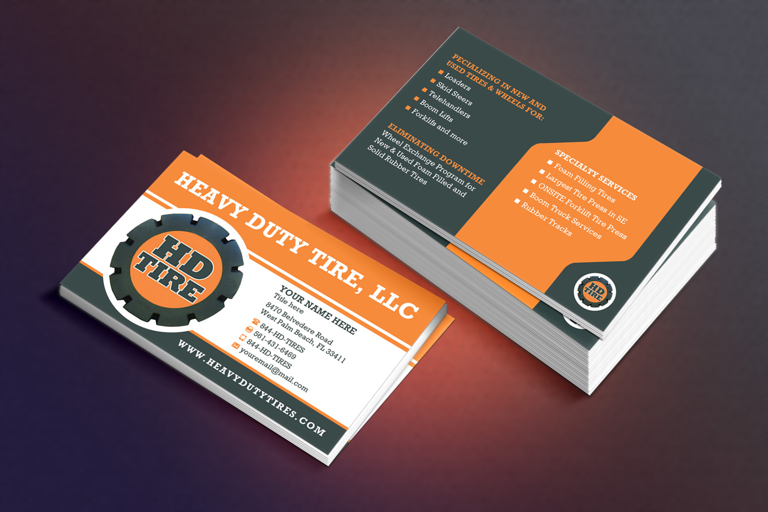 Bold, Playful, Business Business Card Design for HEAVY DUTY TIRE, LLC ...
