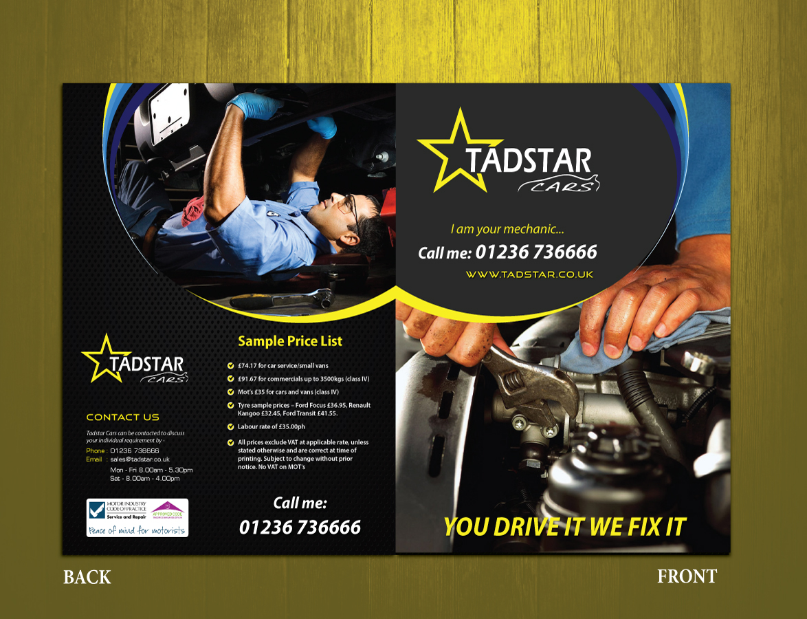 Bold, Professional, Garage Brochure Design for Tadstar Ltd by meet007 ...