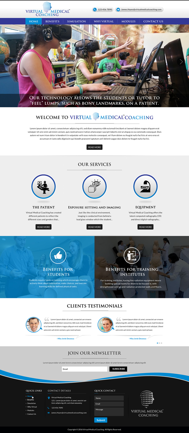 Modern, Professional, Education Web Design for Virtual Medical Coaching ...