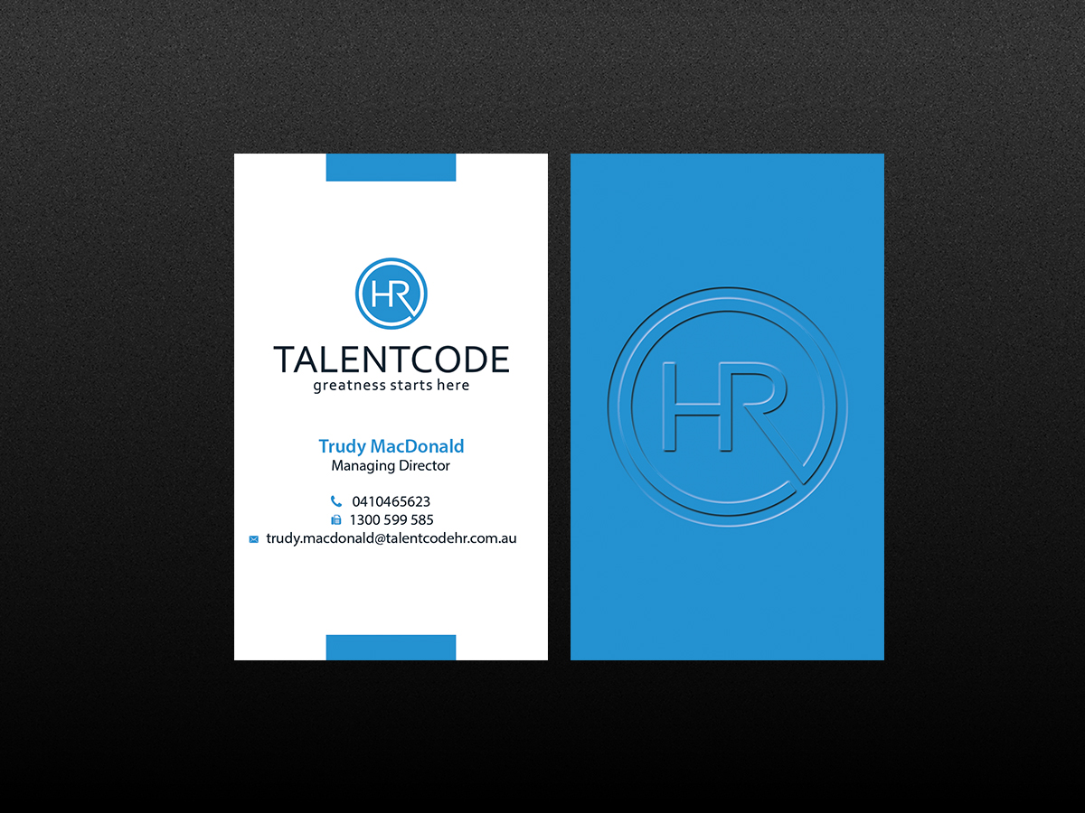 Upmarket, Bold, Business Business Card Design for TalentCode HR by Creations Box 2015 | Design ...