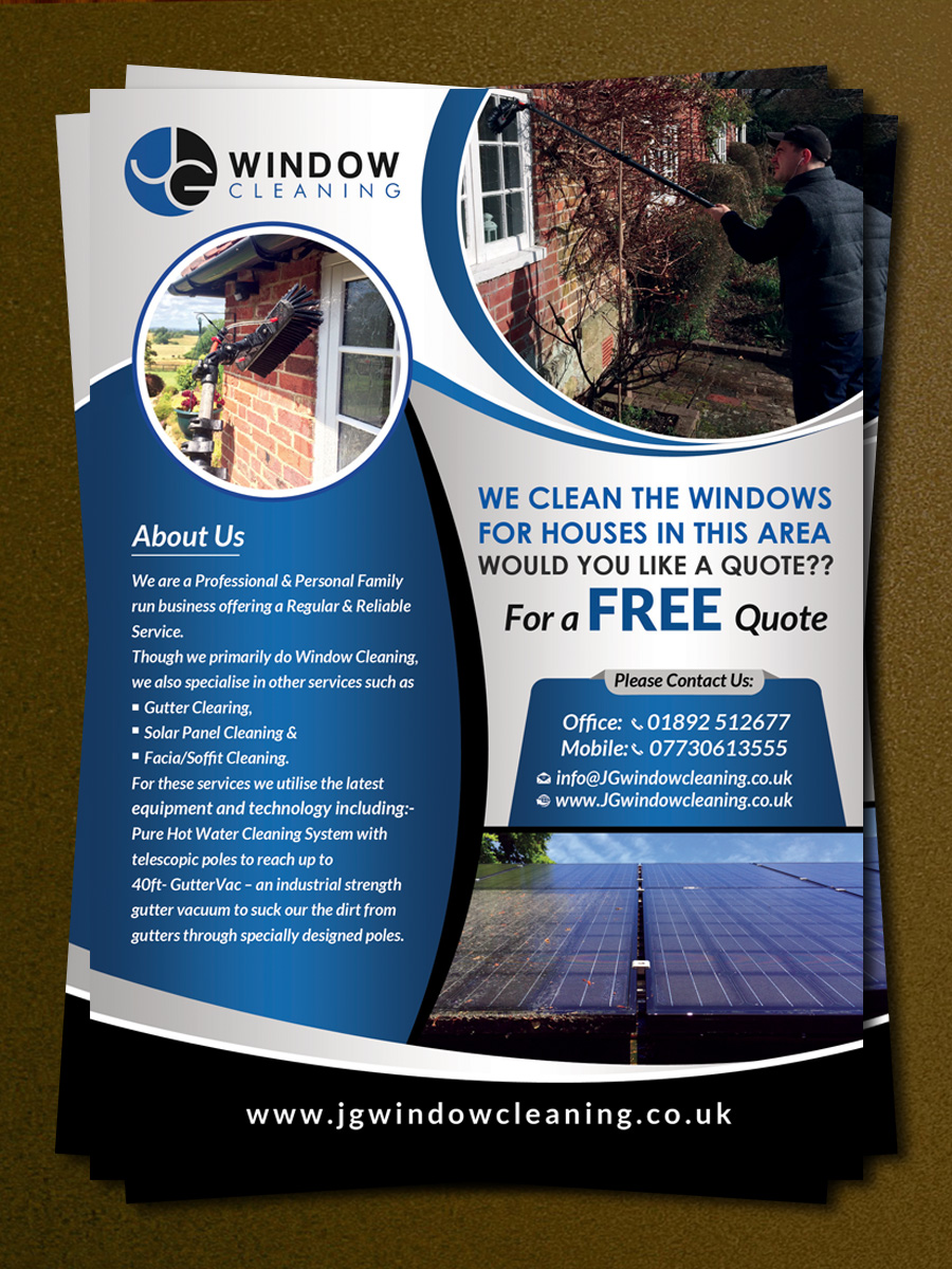 Modern Elegant Window Cleaning Flyer Design For JG Window Cleaning By