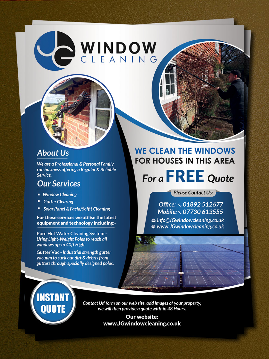 Modern Elegant Window Cleaning Flyer Design For JG Window Cleaning By 