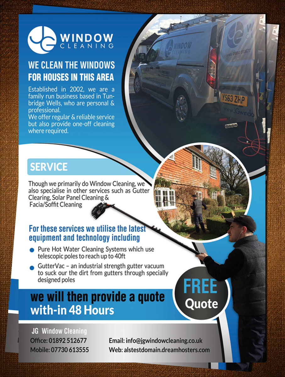 Modern Elegant Window Cleaning Flyer Design For JG Window Cleaning By 