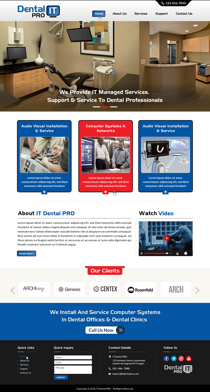 Professional, Bold, Dental Web Design for DentalPro IT Inc. by Sbss ...