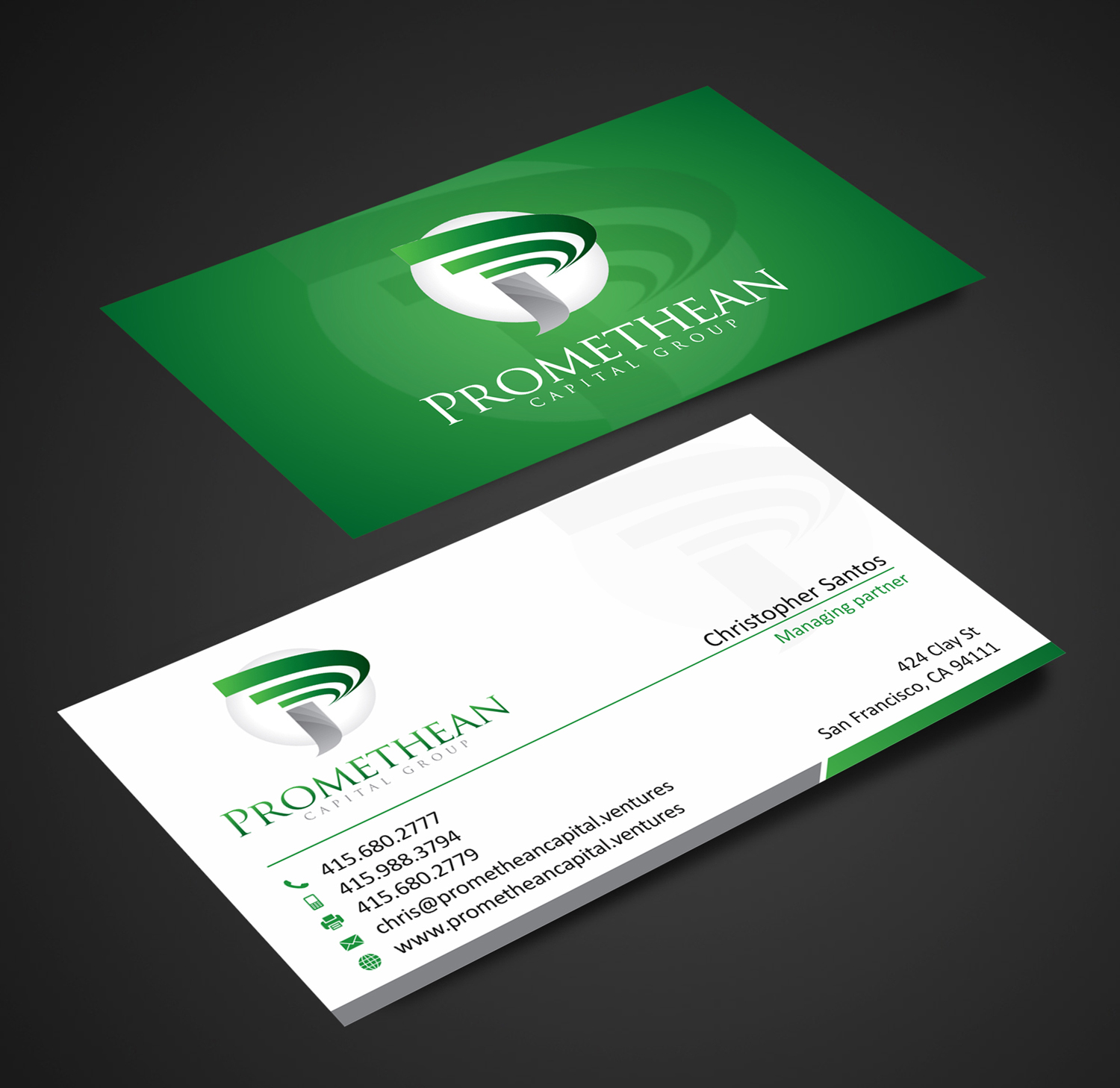 Bold, Modern, Venture Capital Business Card Design for PROMETHEAN ...