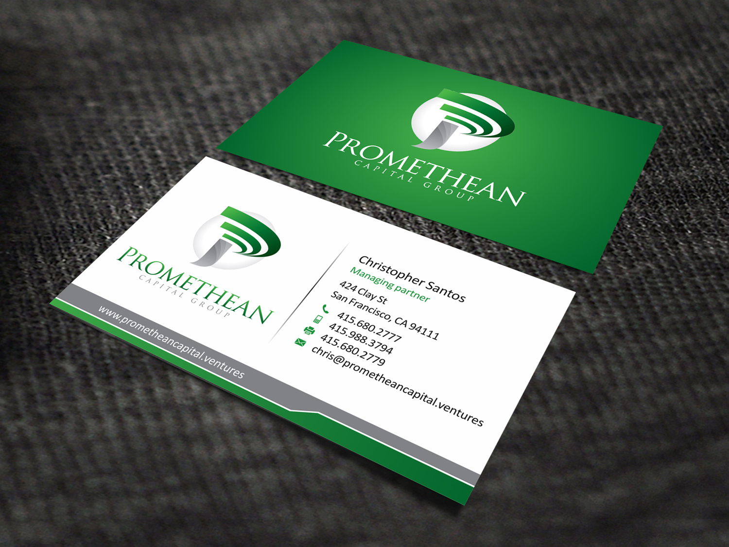 Bold, Modern, Venture Capital Business Card Design for PROMETHEAN ...