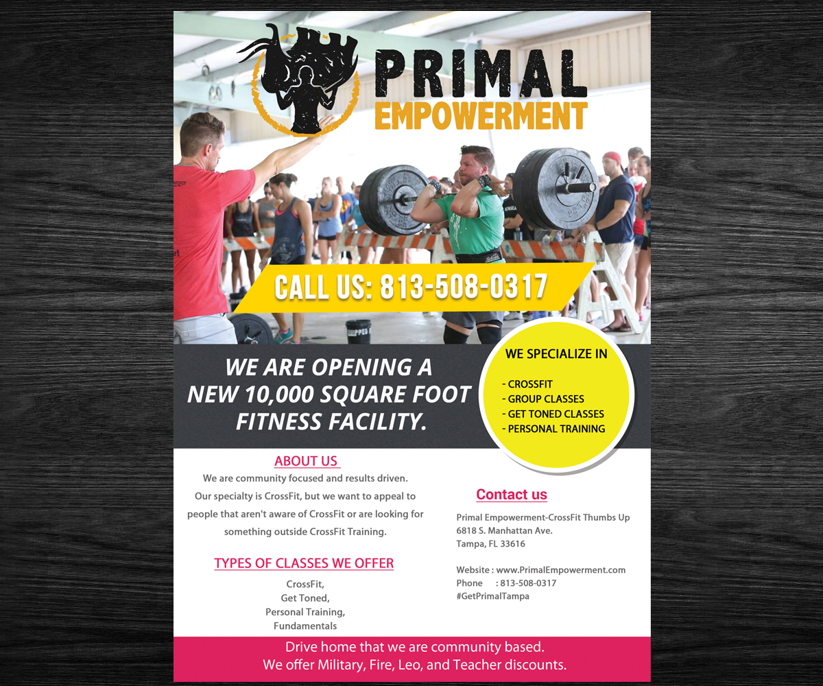 Bold, Modern, Fitness Flyer Design for PRIMAL EMPOWERMENT HQ by Venkat ...