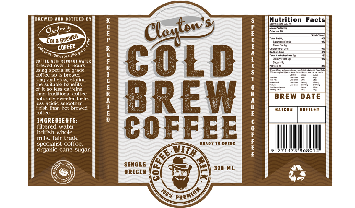 Upmarket, Traditional, Retail Label Design for Clayton's cold brewed ...