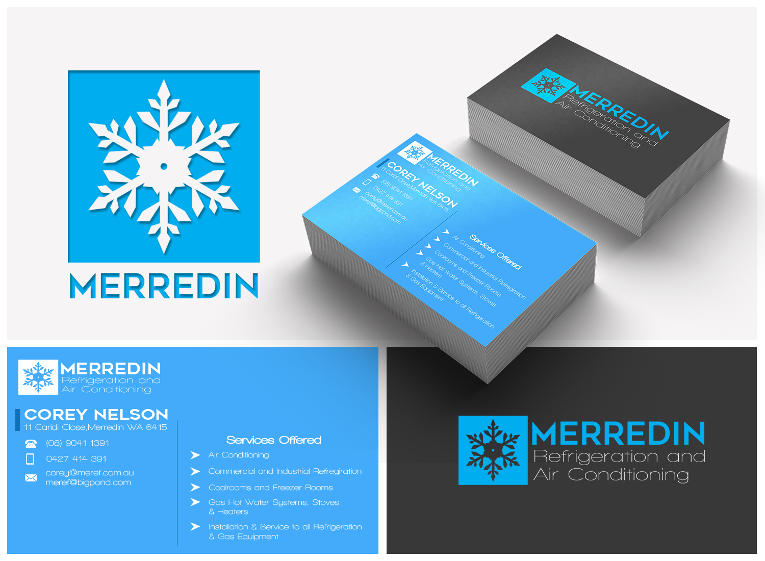 Modern, Masculine, Trade Logo Design for Merredin Refrigeration and Air ...