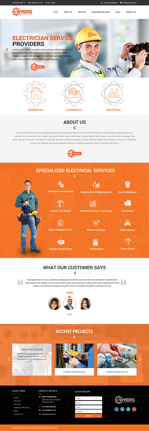 Serious, Modern, Electrician Web Design for a Company by Sbss | Design ...