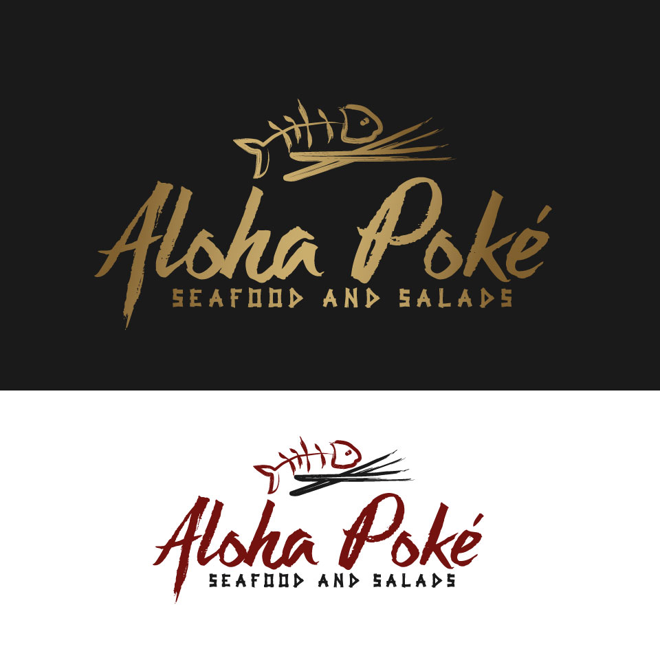 Playful, Elegant, Restaurant Logo Design for Aloha Poké small under the ...