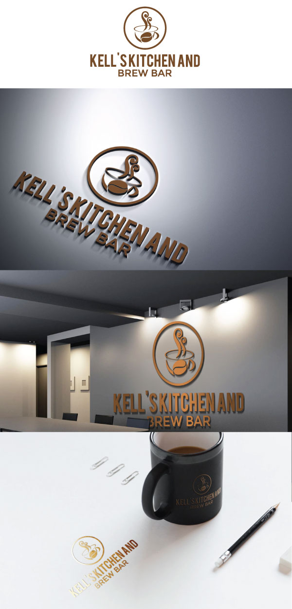 Playful, Elegant, Coffee Shop Logo Design for Kell's Kitchen and Brew Bar by designlogo007 ...