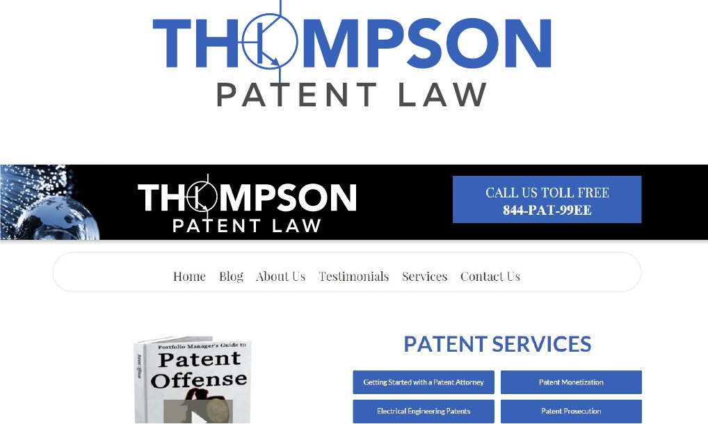 Modern, Upmarket, Electronics Logo Design for Thompson Patent Law or ...