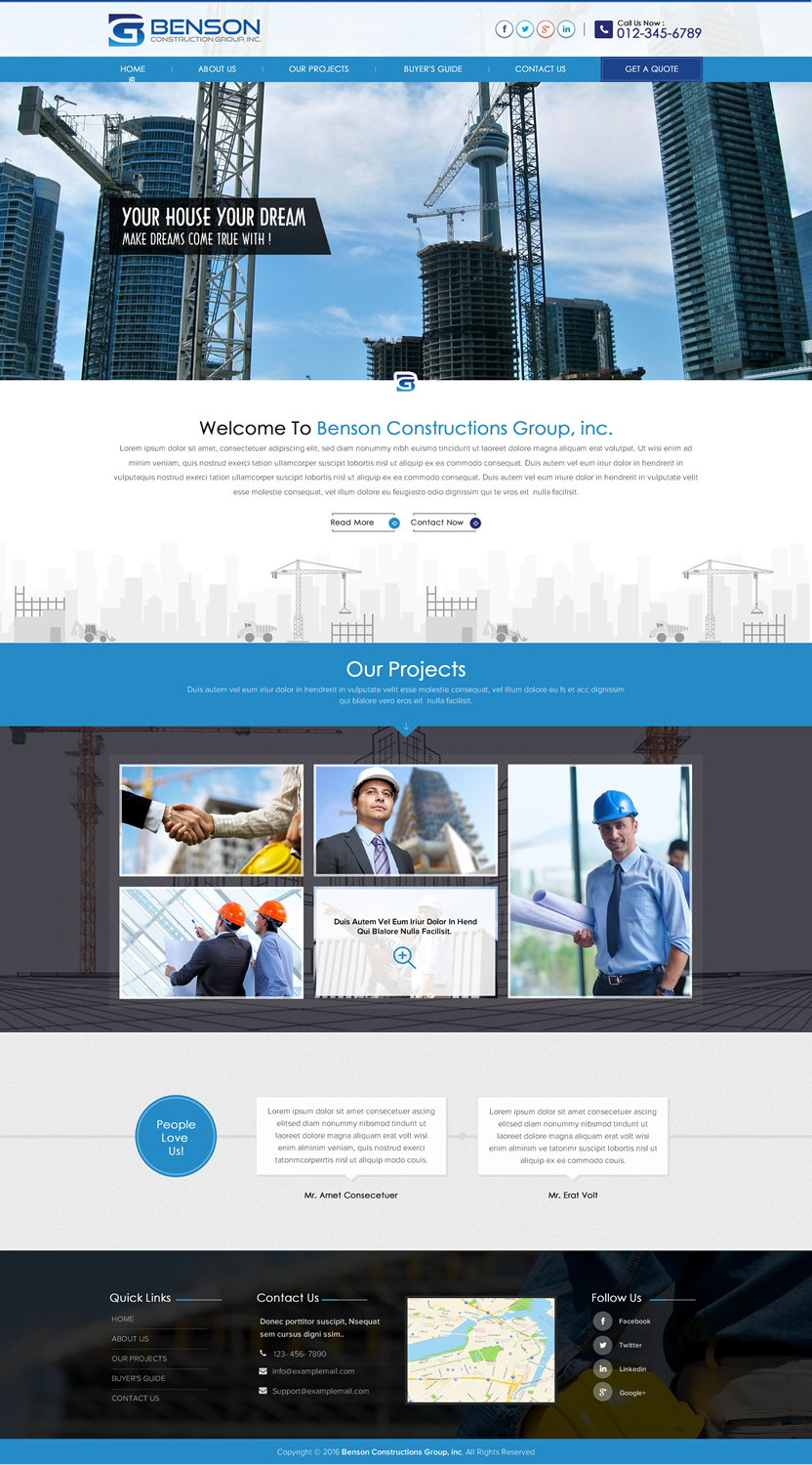 Modern, Professional, Construction Web Design for Benson Construction ...