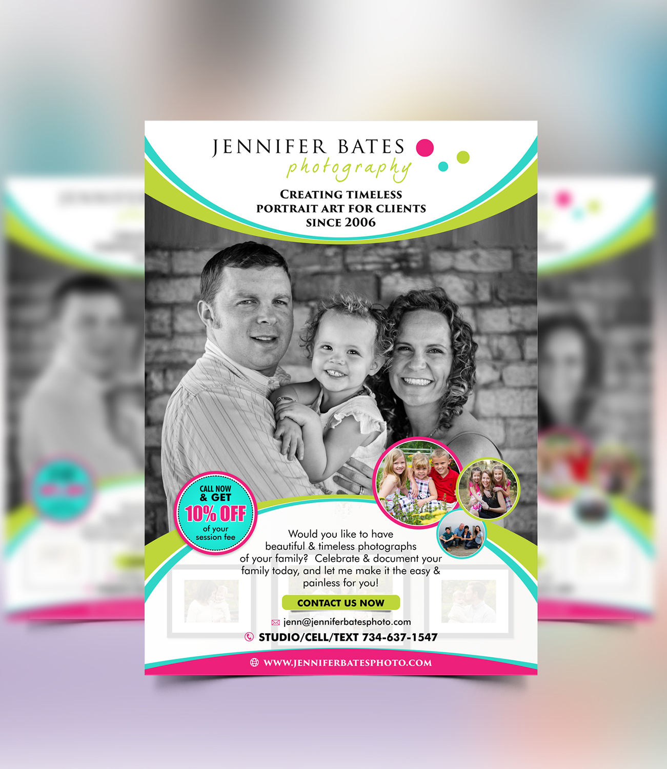 Modern, Upmarket, Portrait Photography Flyer Design for Jennifer Bates ...