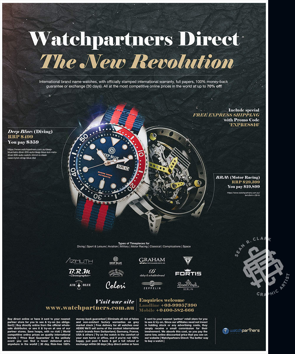 Masculine, Professional Advertisement Design for Watchpartners by ...