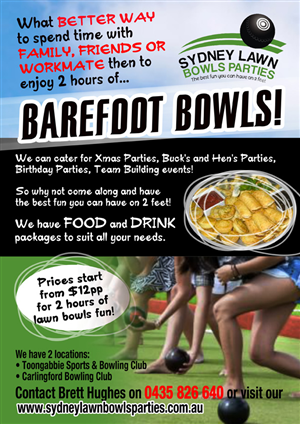 Sydney Lawn Bowls Parties - Flyer | 21 Flyer Designs for Sydney Lawn ...