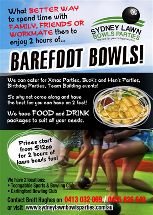 Sydney Lawn Bowls Parties - Flyer | 21 Flyer Designs for Sydney Lawn ...