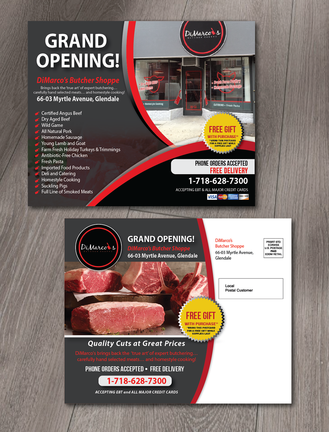 Elegant, Playful, Food Store Postcard Design for a Company by alex989 ...