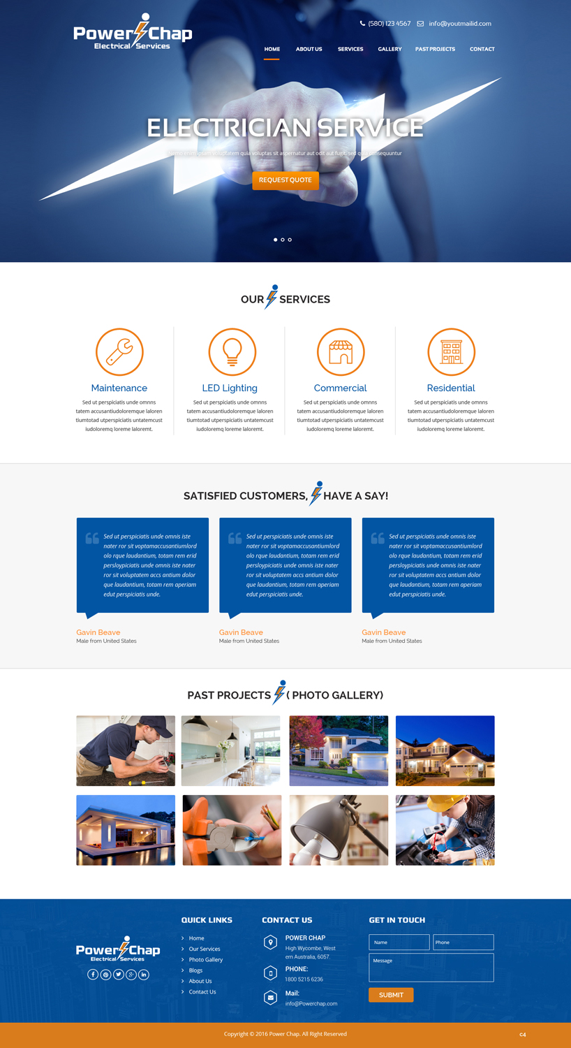 Modern, Serious, Electrician Web Design for PowerChap by pb | Design ...