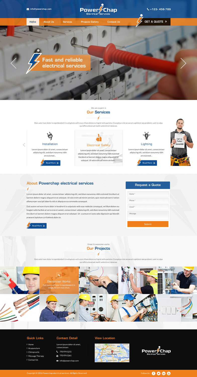Modern, Serious, Electrician Web Design for PowerChap by Sbss | Design ...