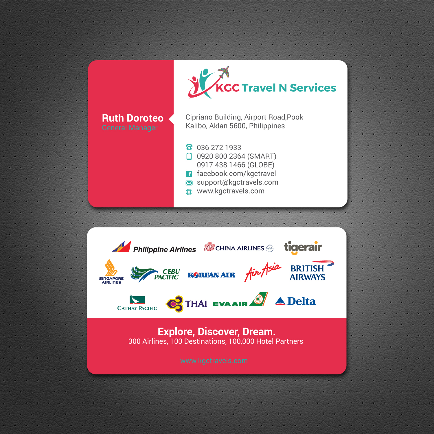 Bold Professional Travel Industry Business Card Design For KGC TRAVEL 